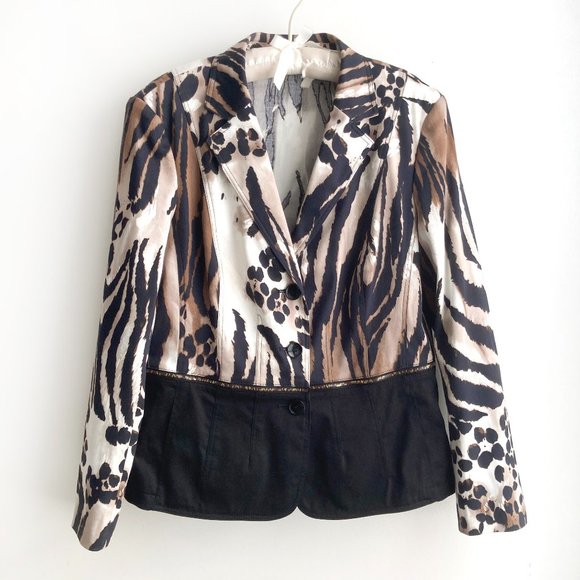 Basler | Jackets & Coats | Basler Animal Print Stretch Cotton Blazer ...